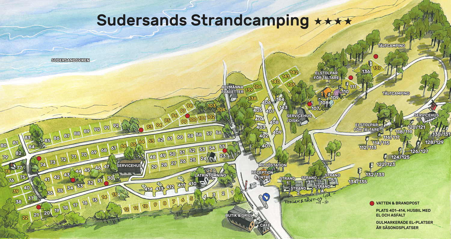 Översikt Strandcampingen - Sudersand Resort - din Camping på Gotland